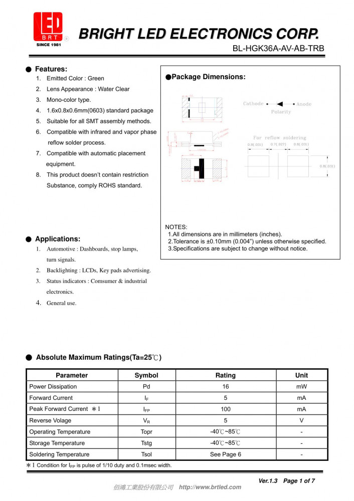 BL-HGK36A-AV-AB-TRB datasheet page 1