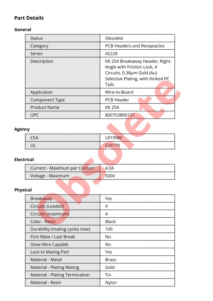 Technical document page 2 for MOLEX 22281044