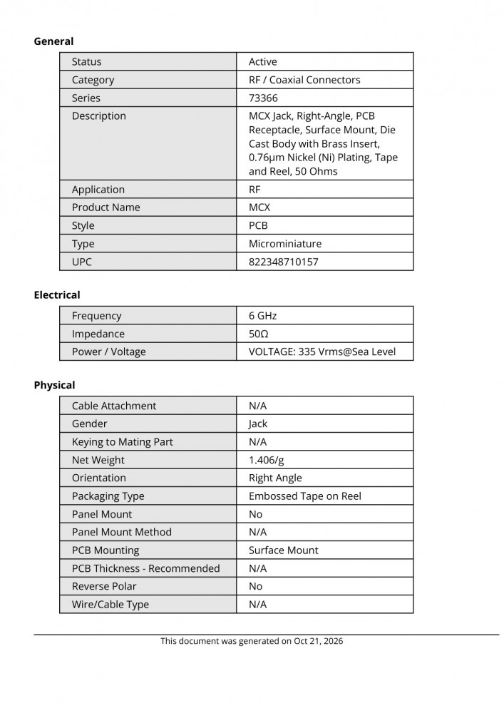 MOLEX 734151101 technical document page 2