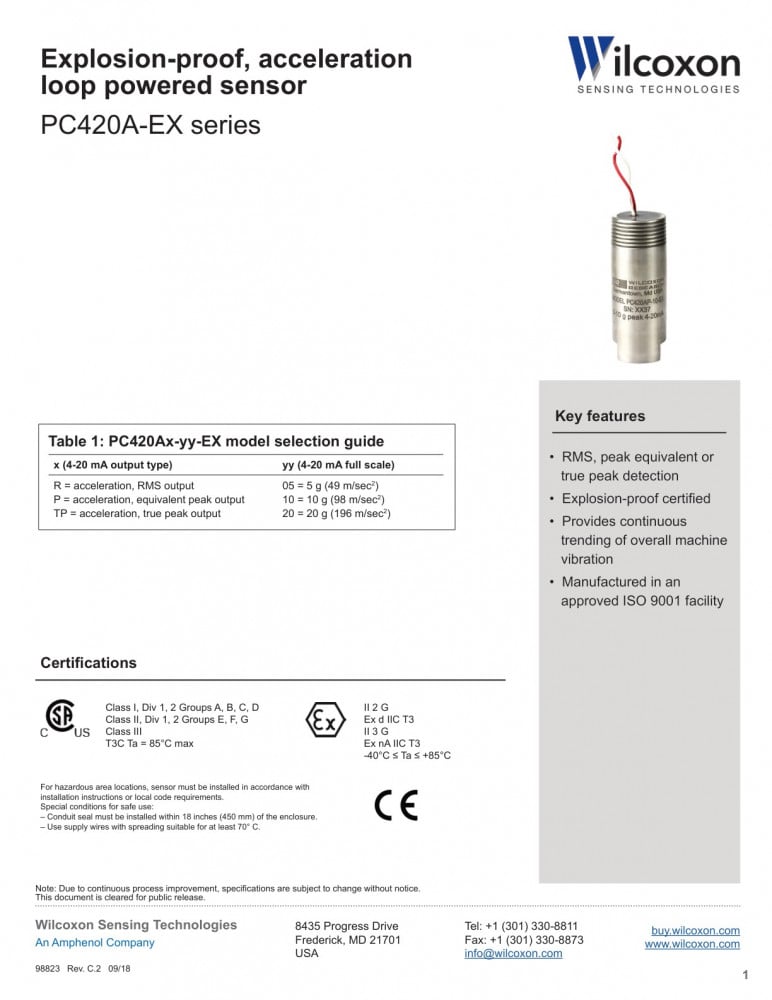 PC420A-EX series datasheet page 1