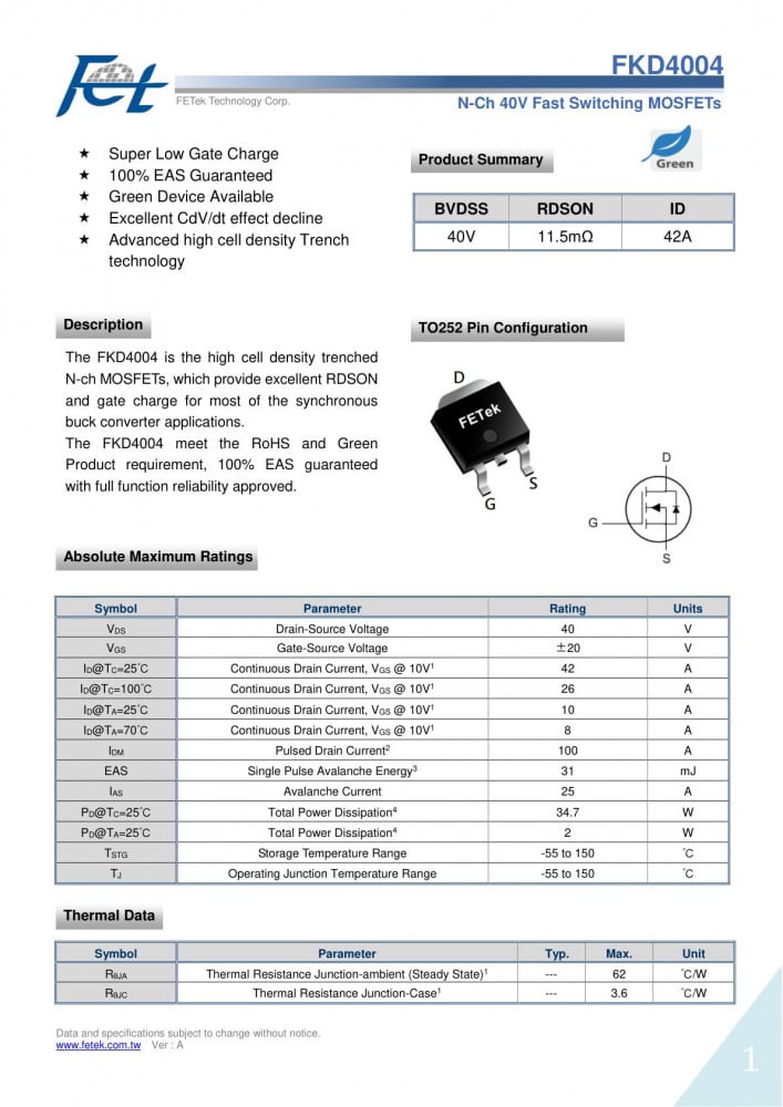 FKD4004 datasheet page 1