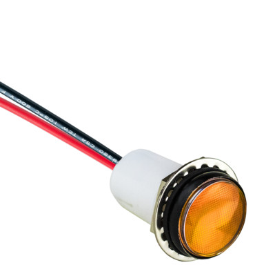 LED Panel Mount Indicator Yellow .688″ Round Flex Voltage Wire Leads IP67 for sale