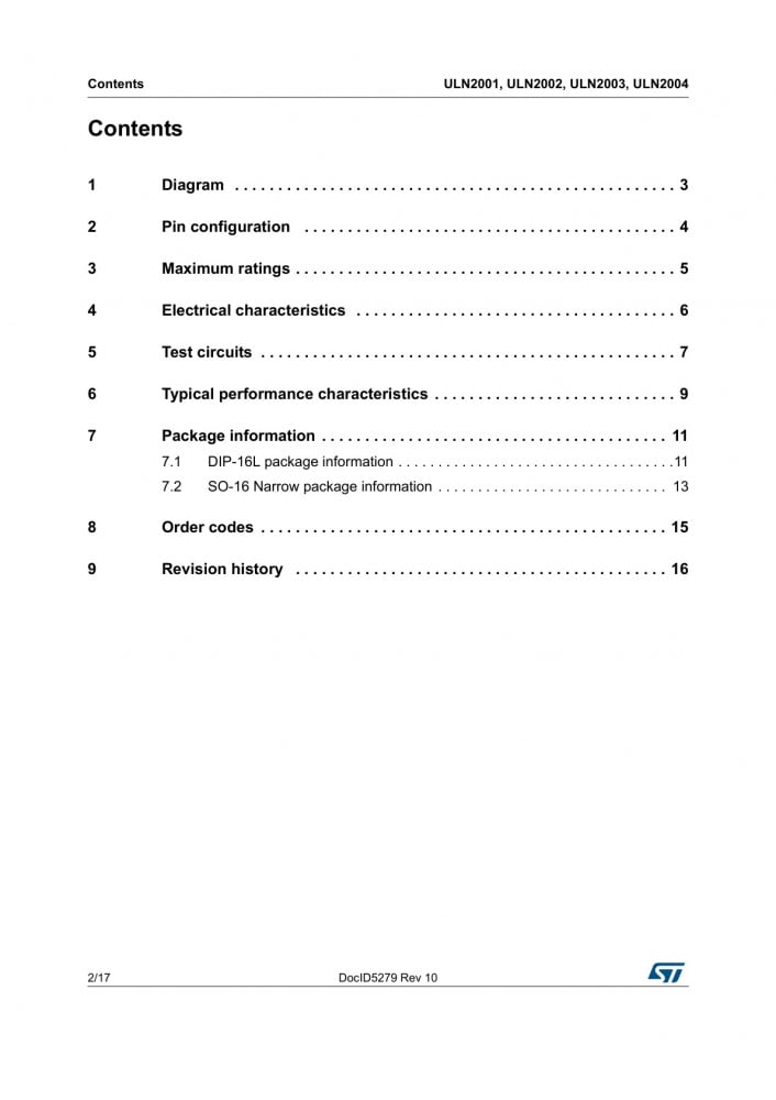 ULN2004A datasheet page 2