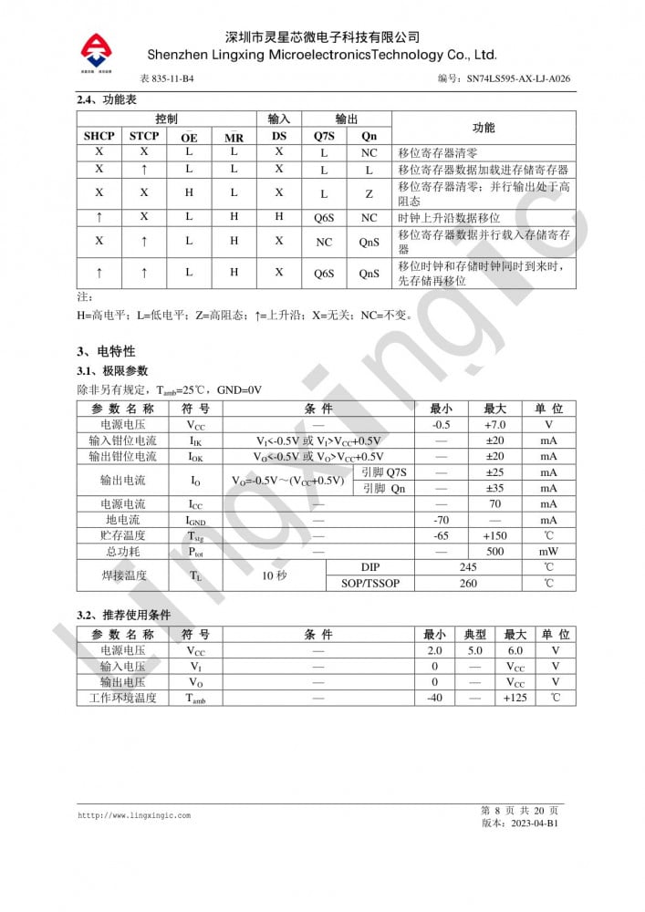 SN74LS595DR(LX) datasheet page 8