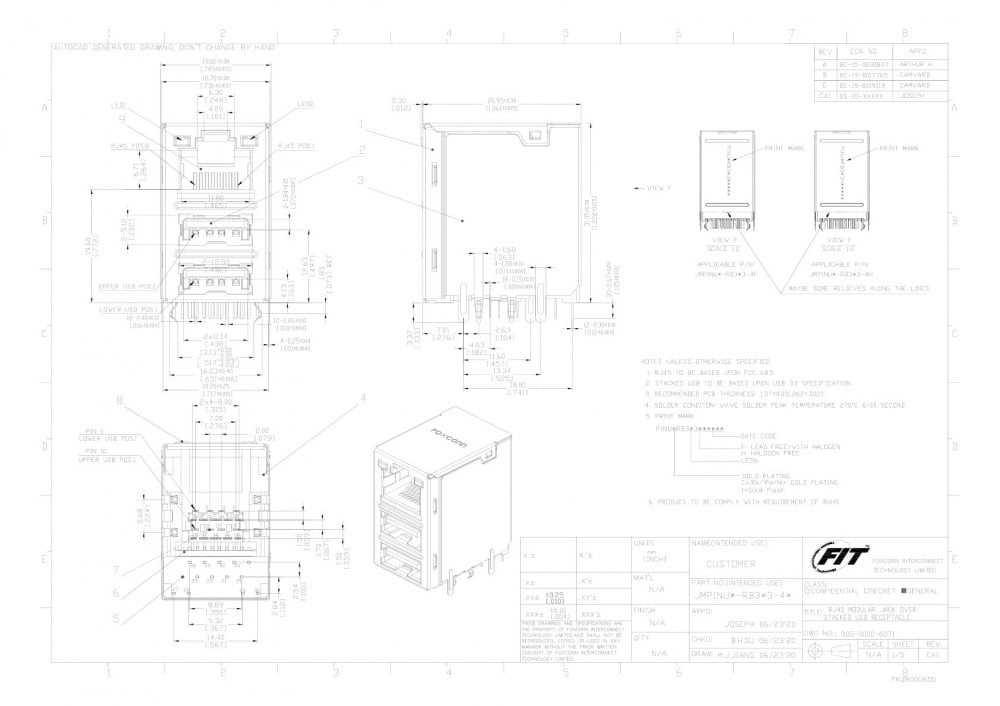 FOXCONN JMP1NU1-RB3M3-4F drawing sheet 1