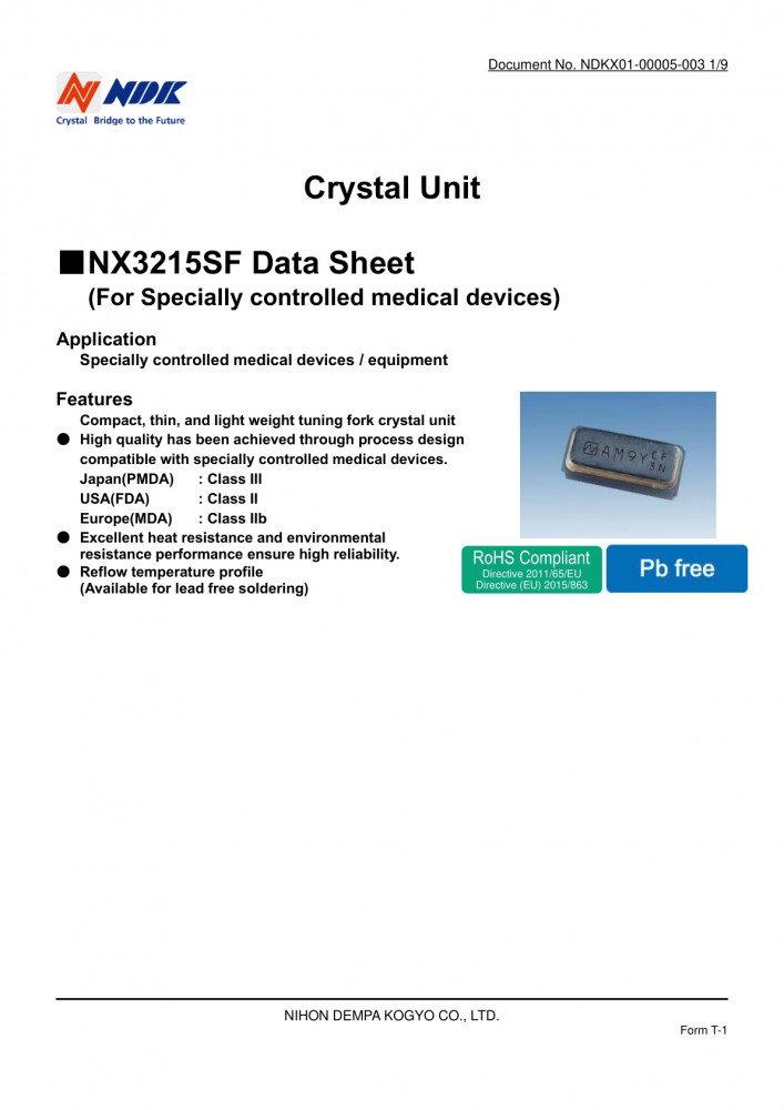 NX3215SF datasheet page 1