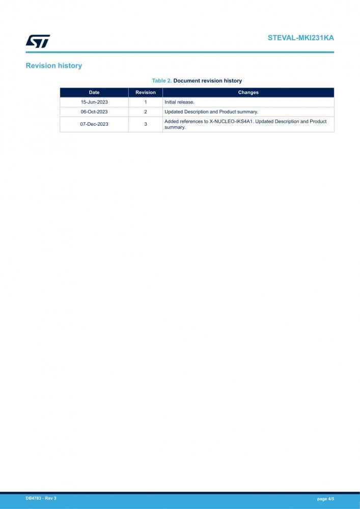 STEVAL-MKI231KA product document page 4