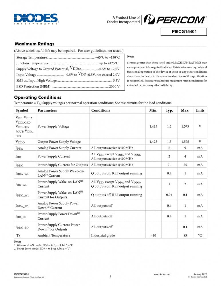 PI6CG15401 datasheet page 4