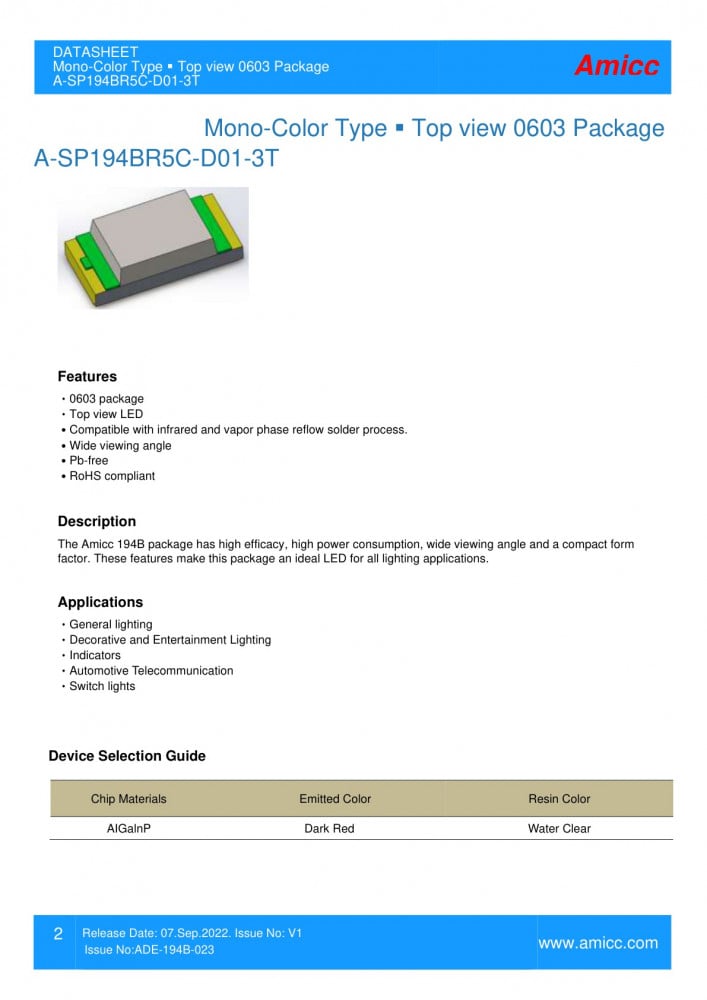A-SP194BR5C-D01-3T datasheet page 2