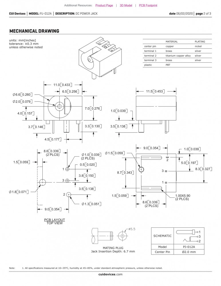 CUI PJ-012A datasheet page 2