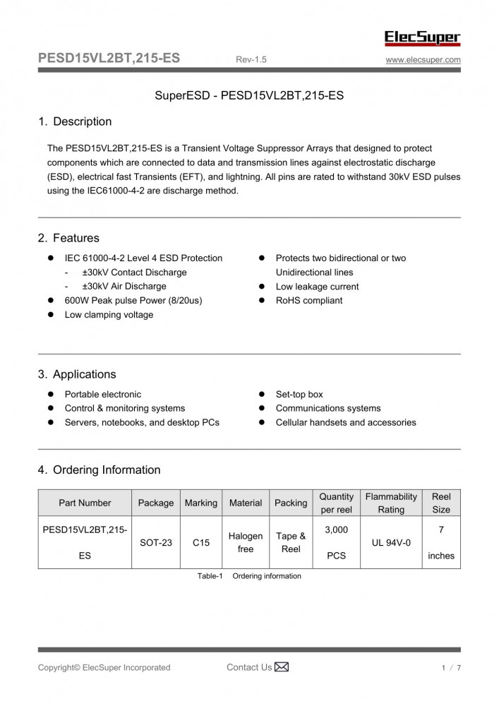 PESD15VL2BT,215-ES datasheet page 1