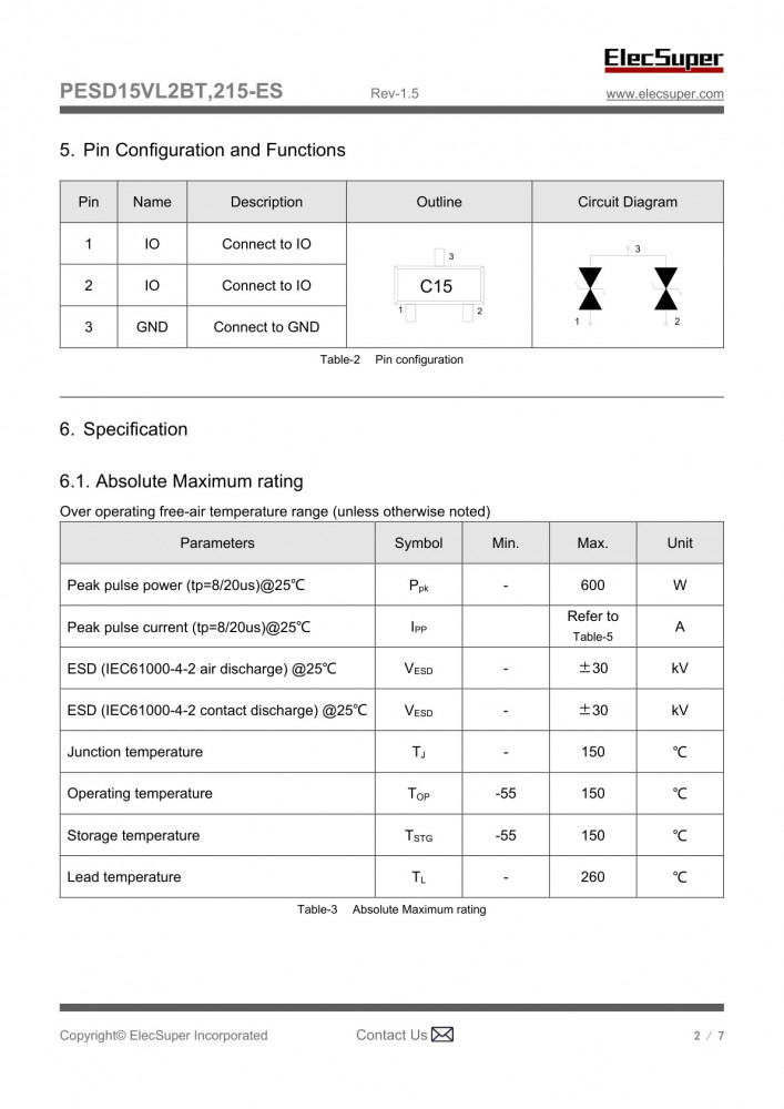 PESD15VL2BT,215-ES datasheet page 2