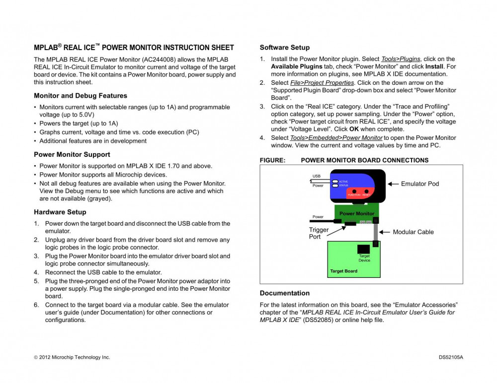 MPLAB REAL ICE Power Monitor board connections illustration