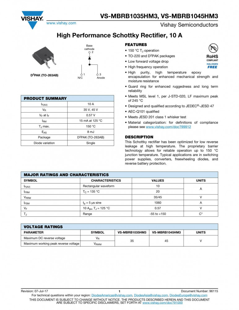 VS-MBRB10 datasheet page image 1