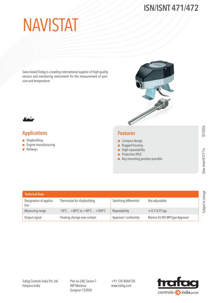 Trafag 471/472 technical document, page 1