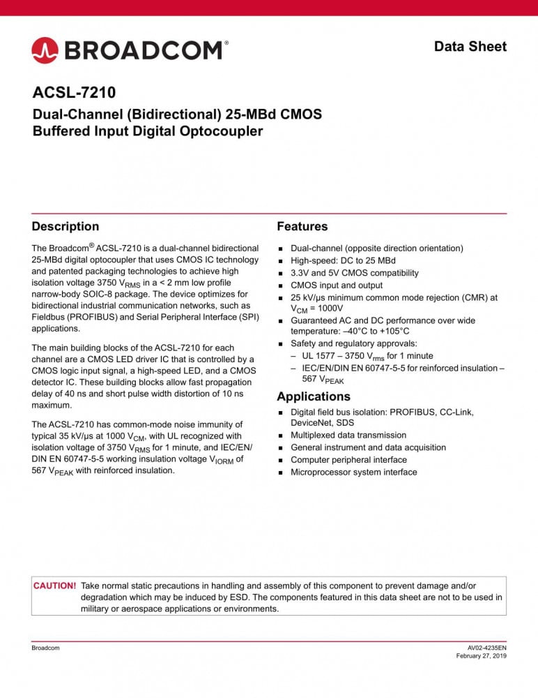 ACSL-7210 datasheet page 1