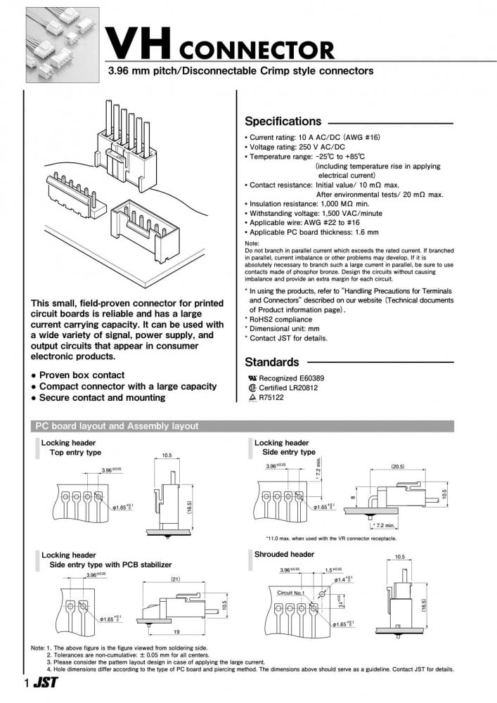 JST VH series document page 1