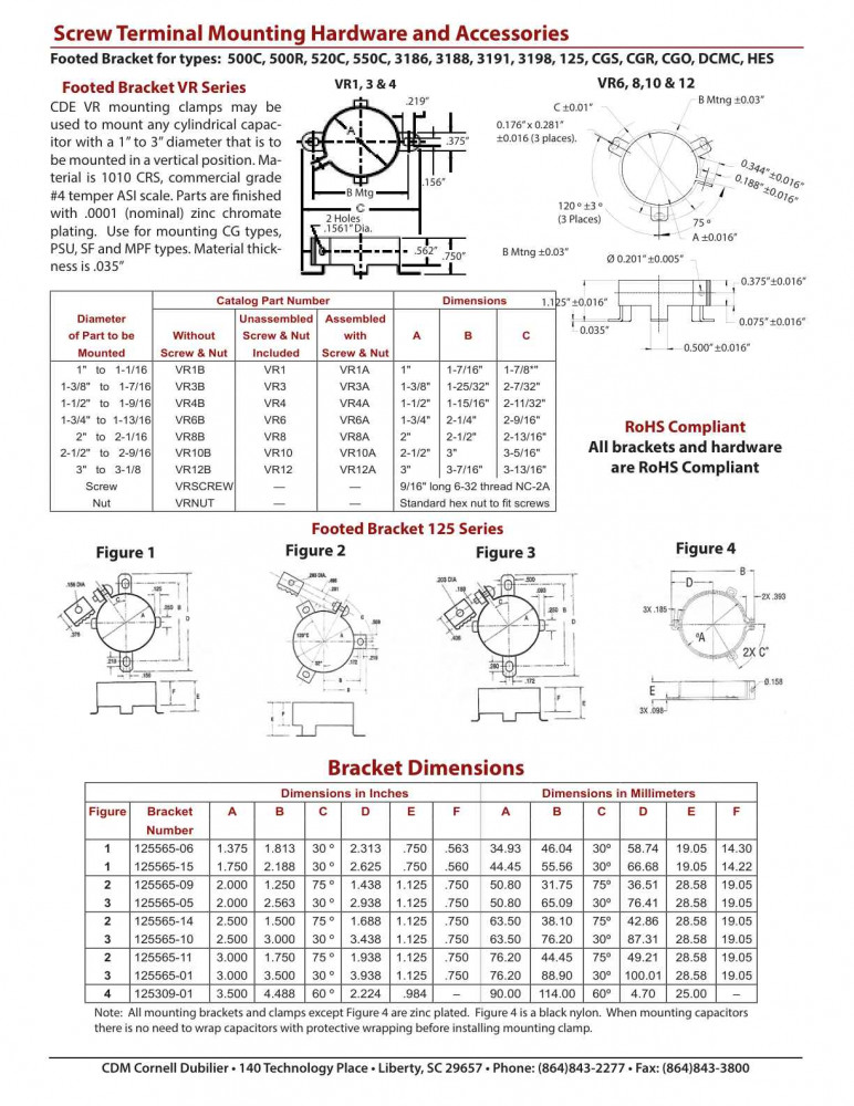 Technical document page 1 for capacitor mounting hardware