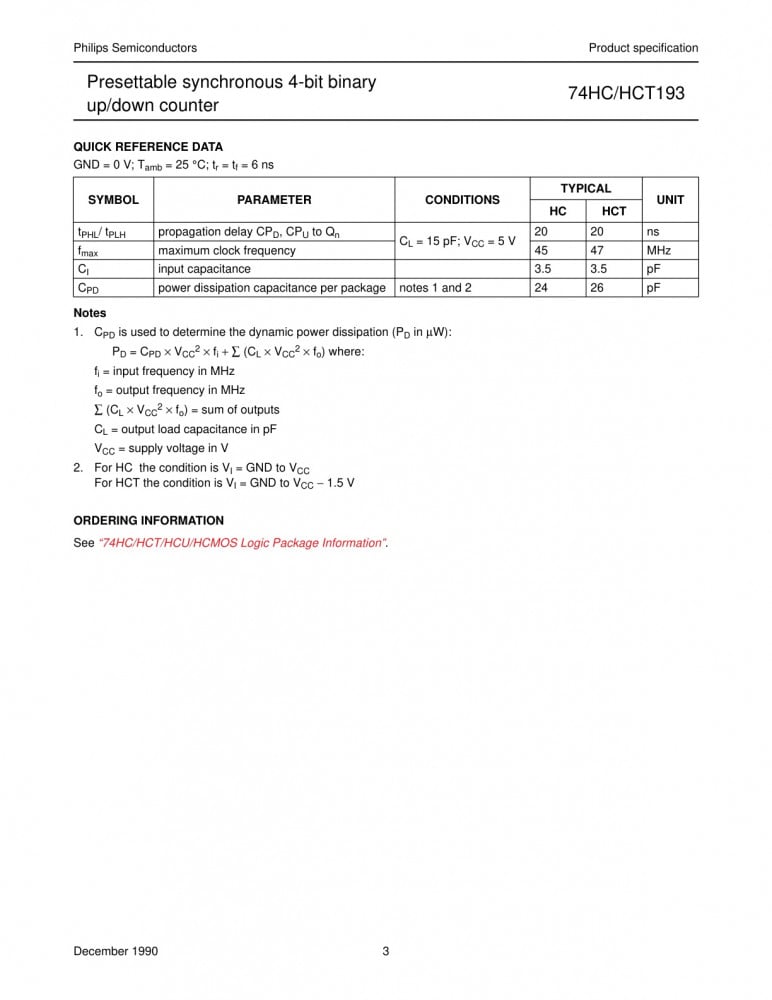 74HCT193D datasheet page 3