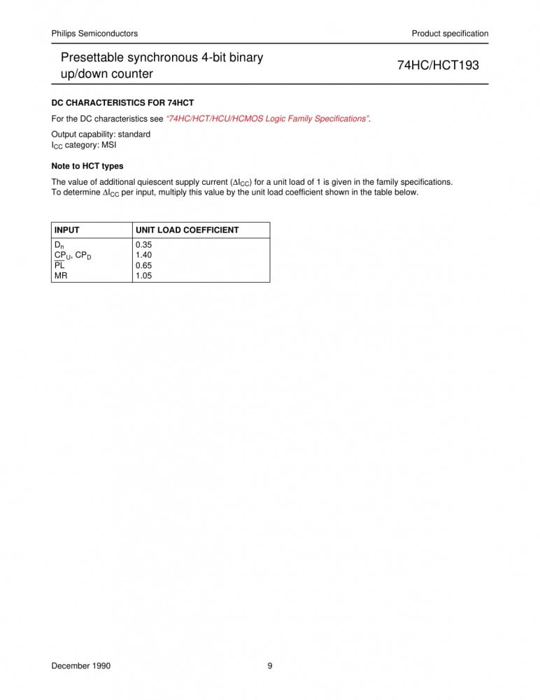 74HCT193D datasheet page 9