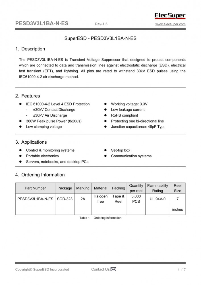 PESD3V3L1BA-N-ES datasheet page 1