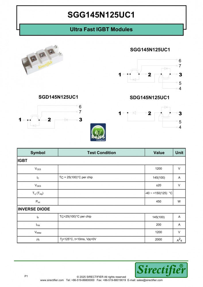 SGG145N125UC1 datasheet preview, page 1