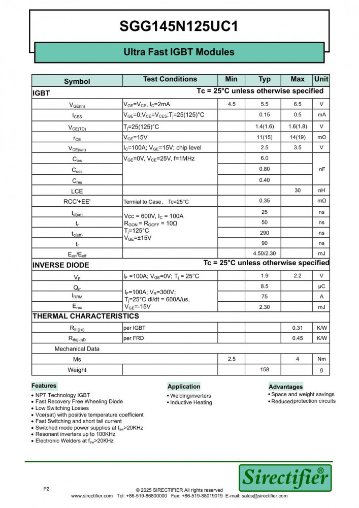 SGG145N125UC1 datasheet preview, page 2