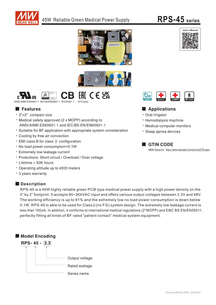 RPS-45 technical document page 1