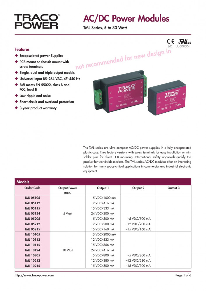 TML series technical document, page 1