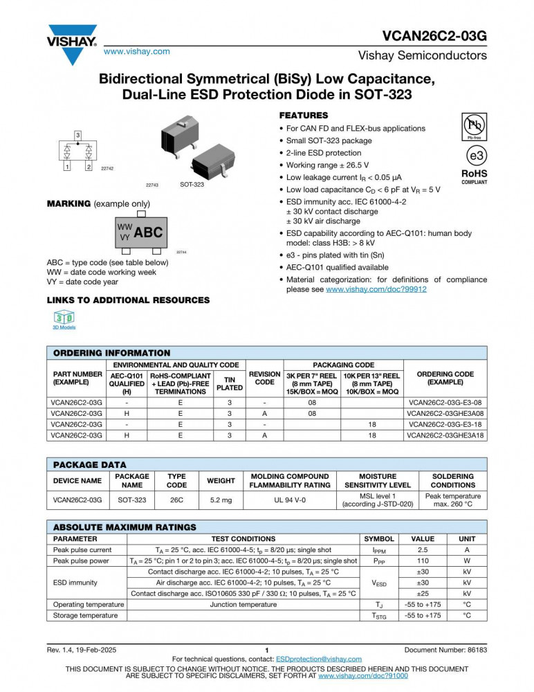 VCAN26C2-03G datasheet page 1