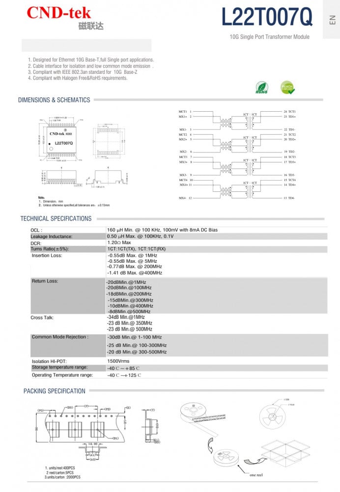 CND-tek L22T007Q technical document page