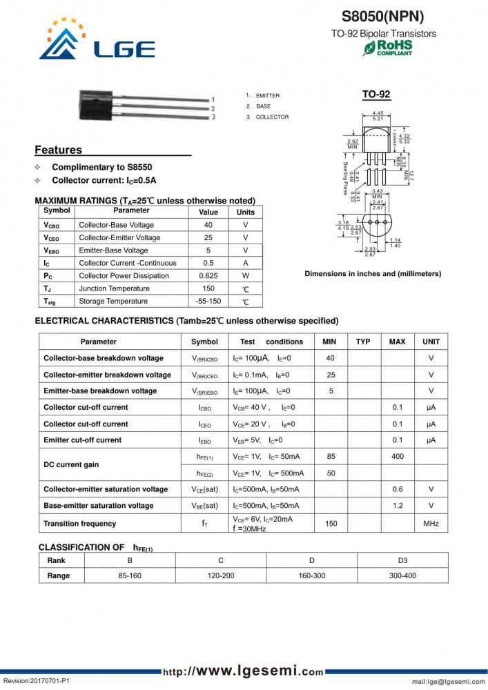 LGE S8050 datasheet page 1
