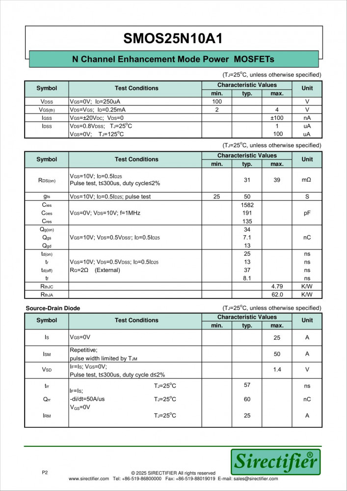 SMOS25N10A1 datasheet preview, page 2