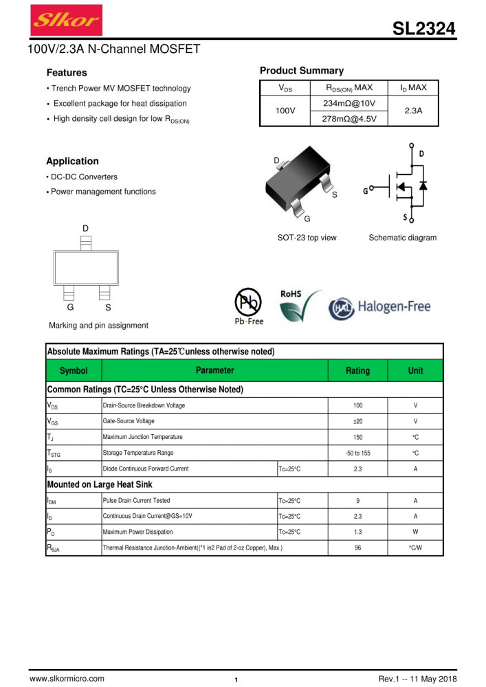 SL2324 datasheet page 1