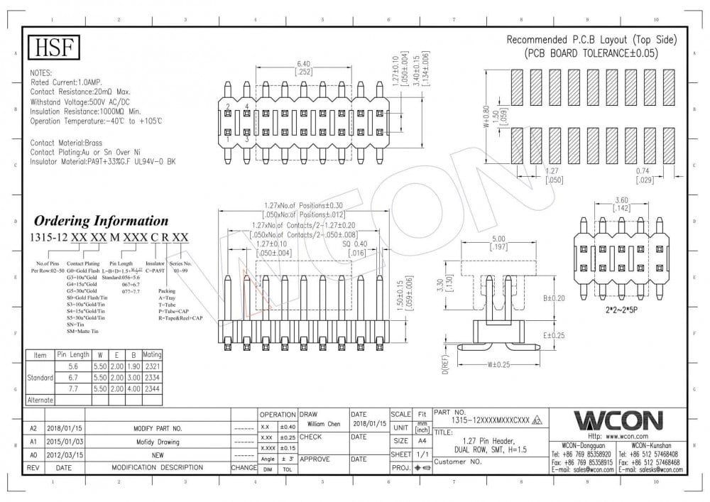 Wcon 1315 series technical drawing