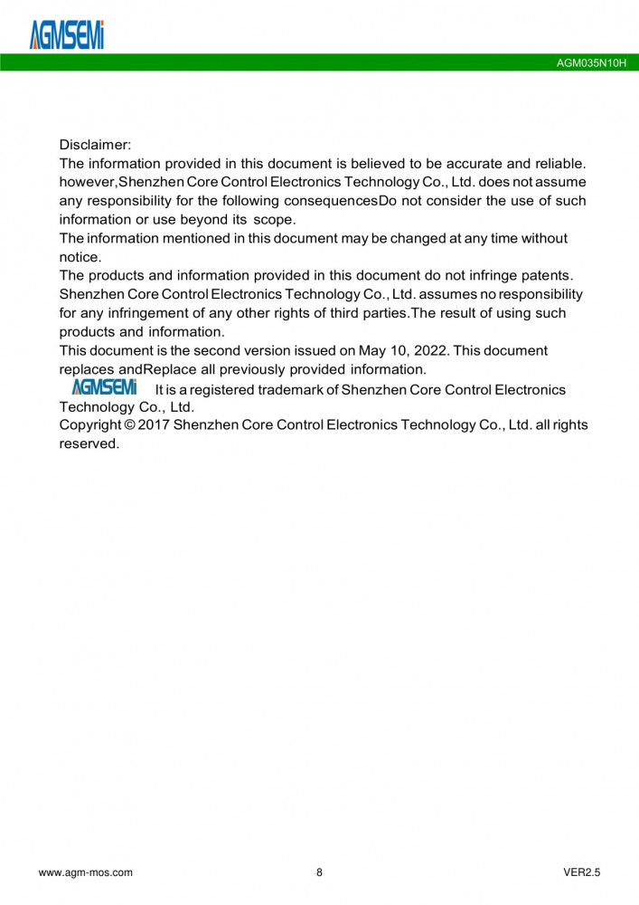 AGM035N10H TO-263 information
