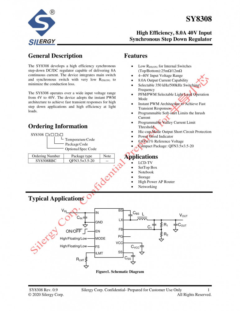 SY8308RBC datasheet page 1