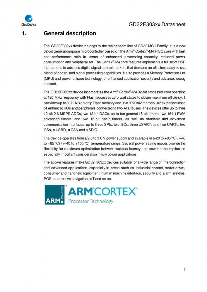 GD32F303xx datasheet page 8
