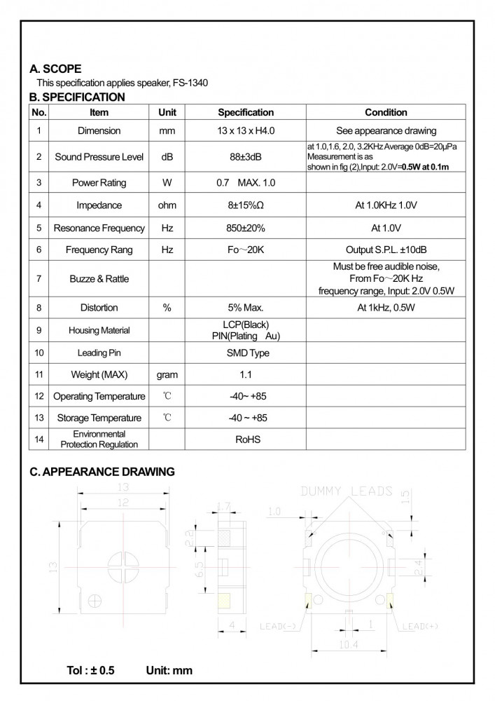FS-1340 approval specification page 2