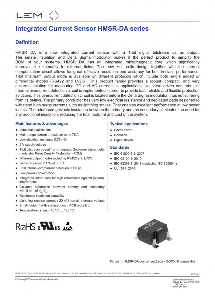 LEM HMSR-DA datasheet page 1