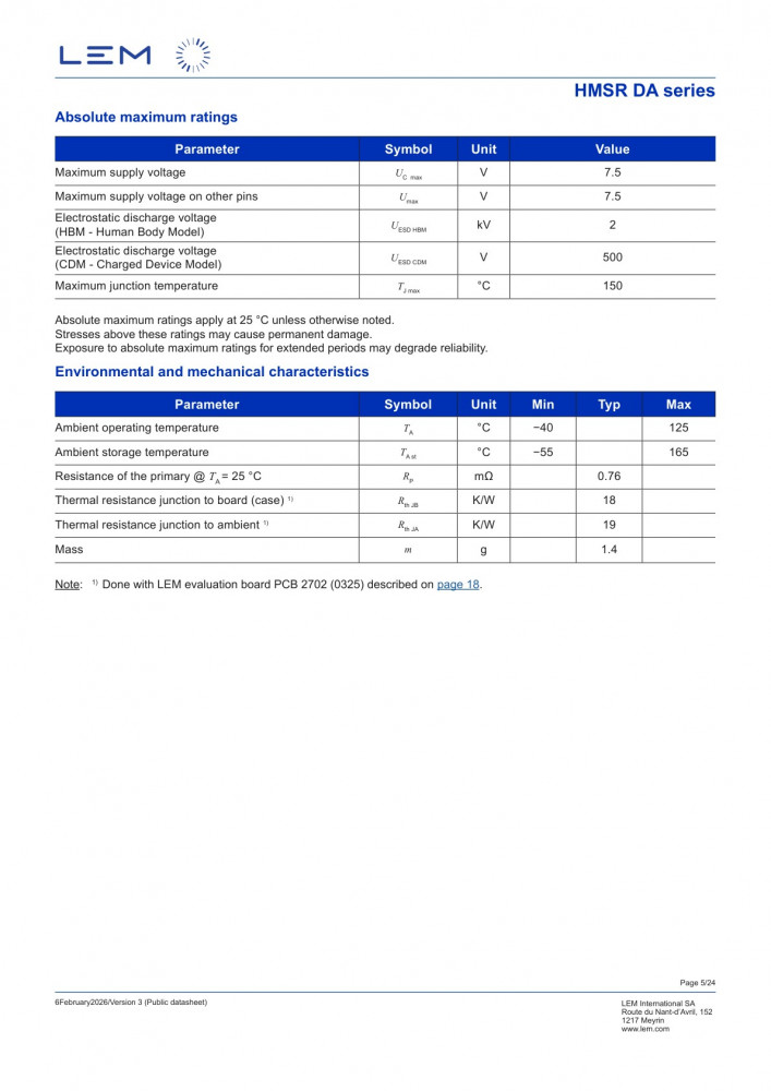 LEM HMSR-DA datasheet page 5