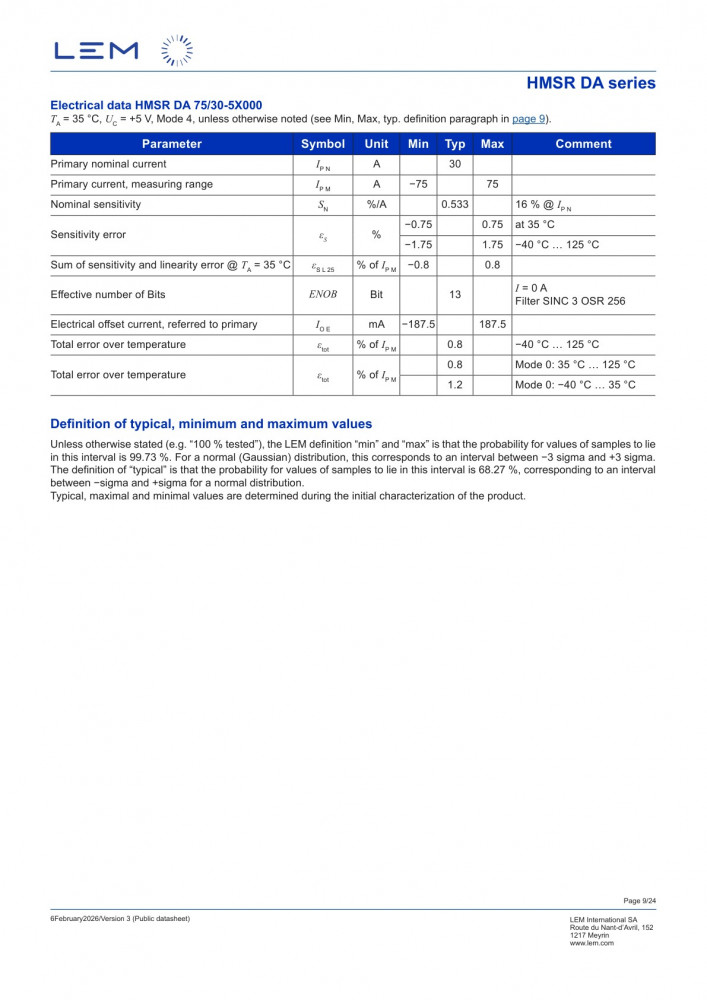 LEM HMSR-DA datasheet page 9