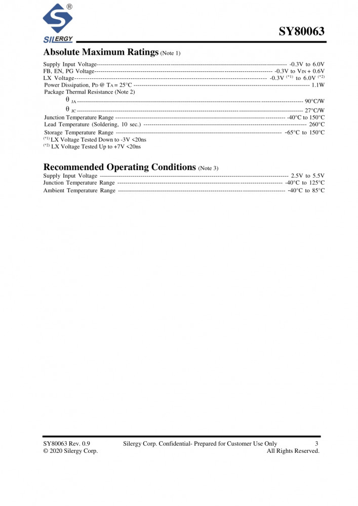 SY80063ABC datasheet page 3