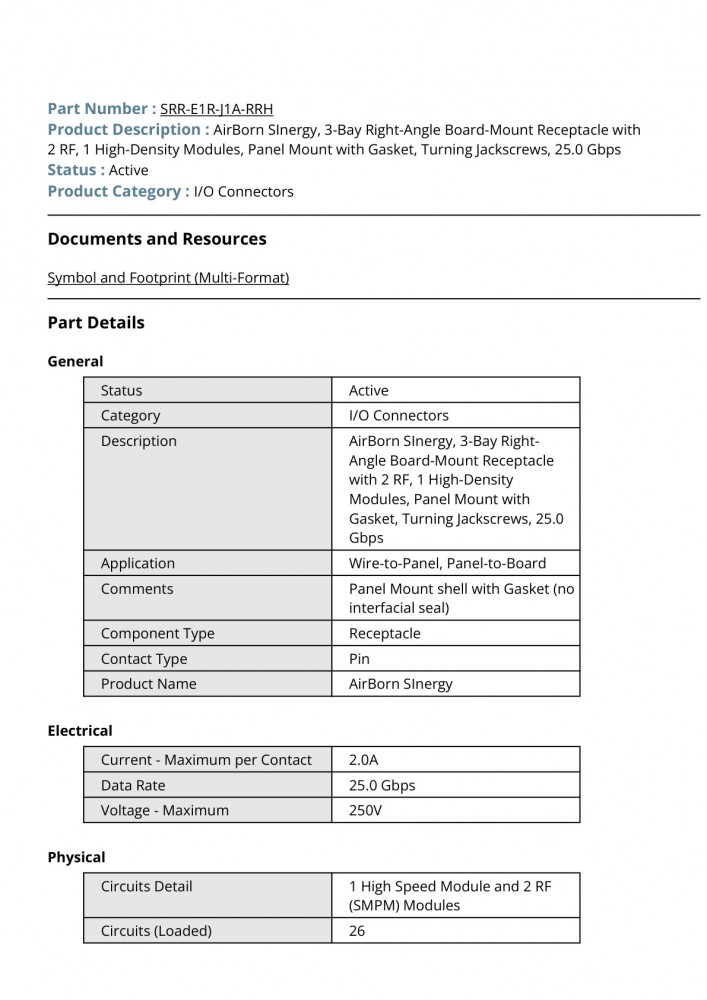SRR-E1R-J1A-RRH technical document preview, page 1