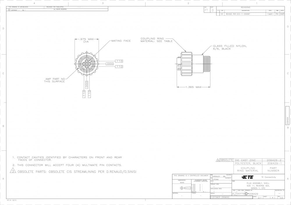 TE Connectivity 206429-1 technical drawing page