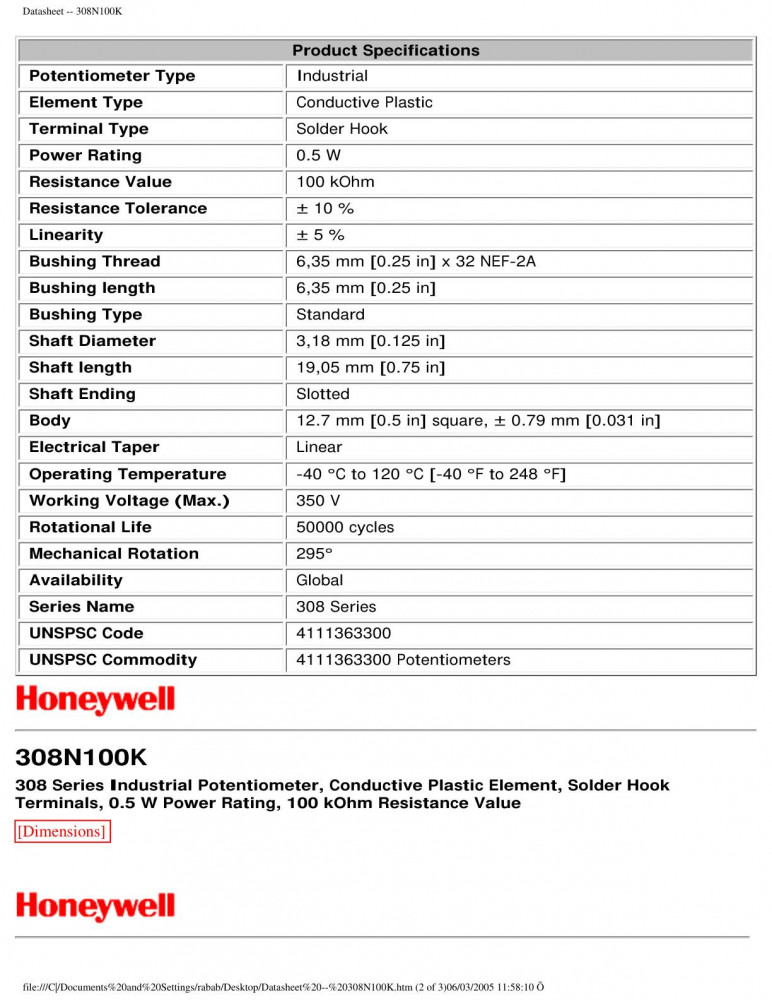 308N100K technical document page 2