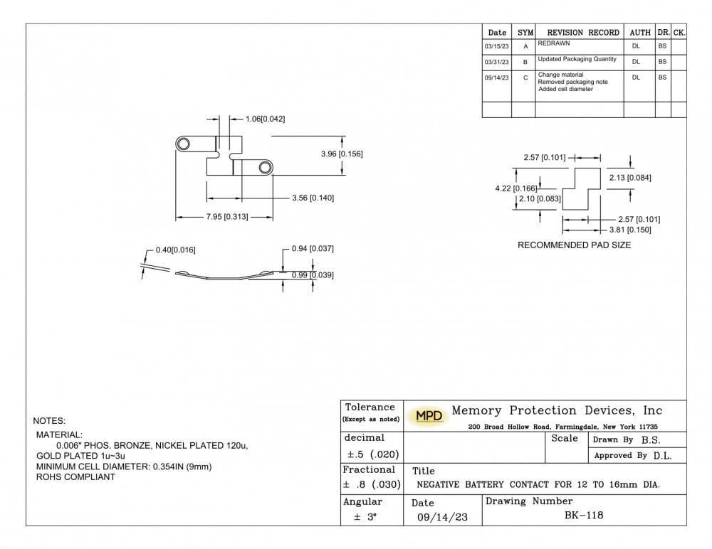MPD BK-118 official drawing sheet