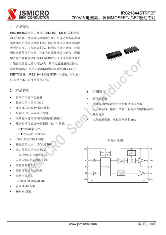 IRS21844STRPBF-JSM datasheet page 1