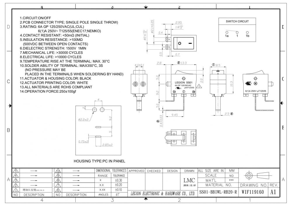 Legion SS01-BBIWL-RB20-R technical document preview