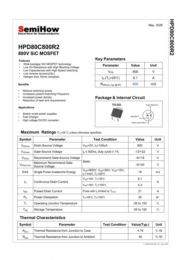 HPD80C800R2 technical document page 1